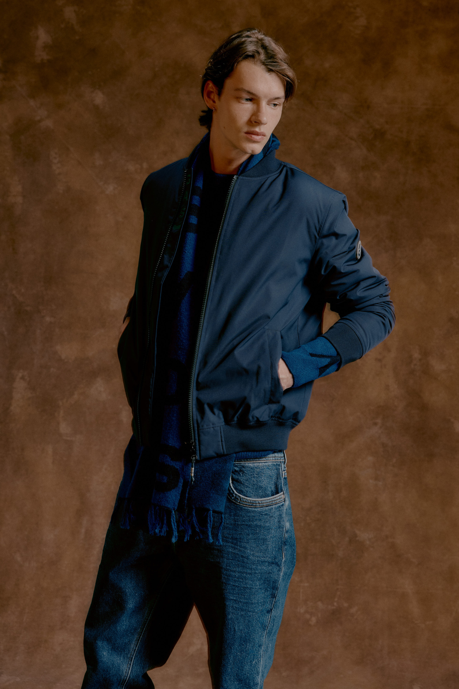 Men's Comfort Fit Bomber Jacket in Blue NIK BOMBER 4706 – GAS Jeans