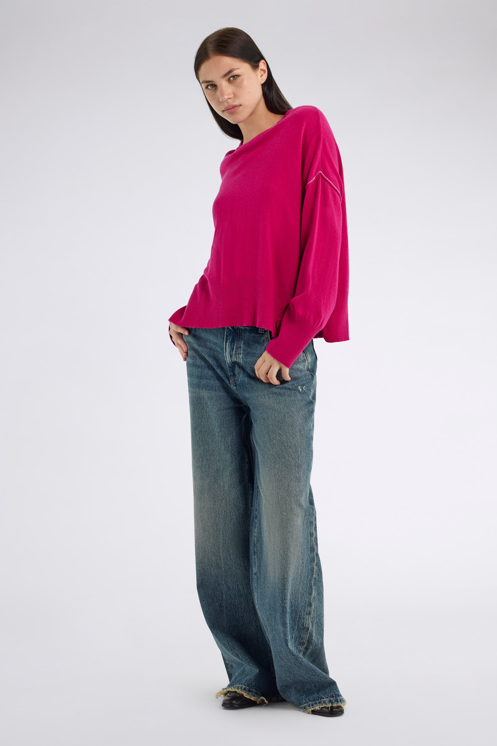 Women's Regular Fit Fuchsia Knit LOLA ROUND 3872 – GAS Jeans